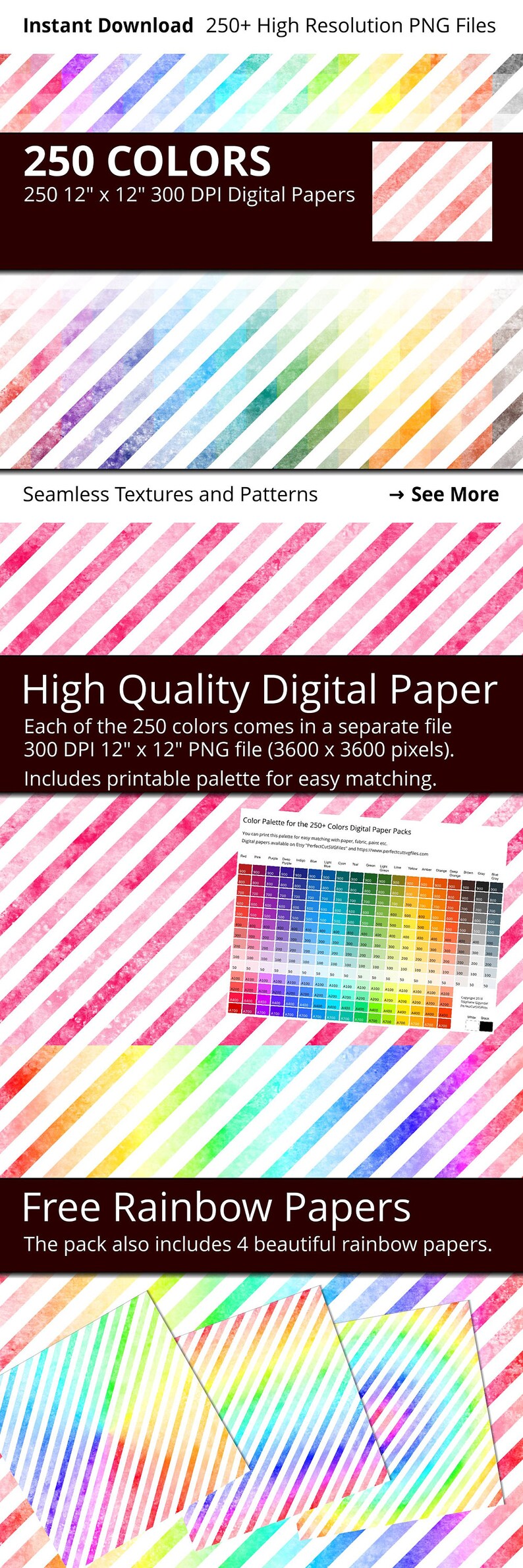 Watercolor Diagonal Stripes Digital Paper Pack 250 Geometric - Etsy