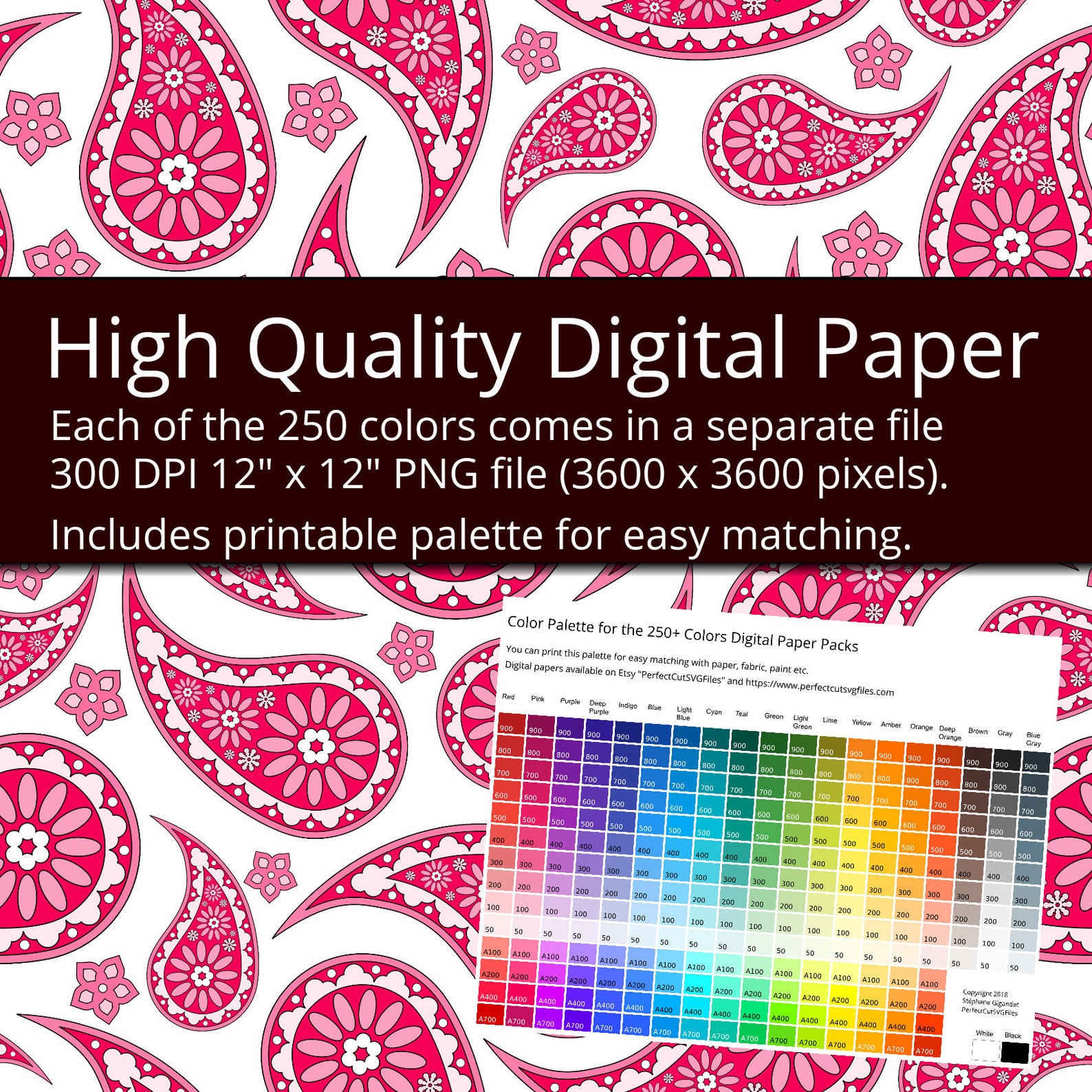 Floral Paisley Digital Paper Pack 250 Colors Flower Digital | Etsy