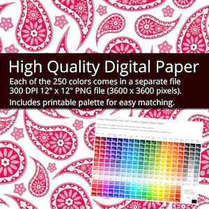Floral Paisley Digital Paper Pack, 250 Colors Flower Digital Paper ...