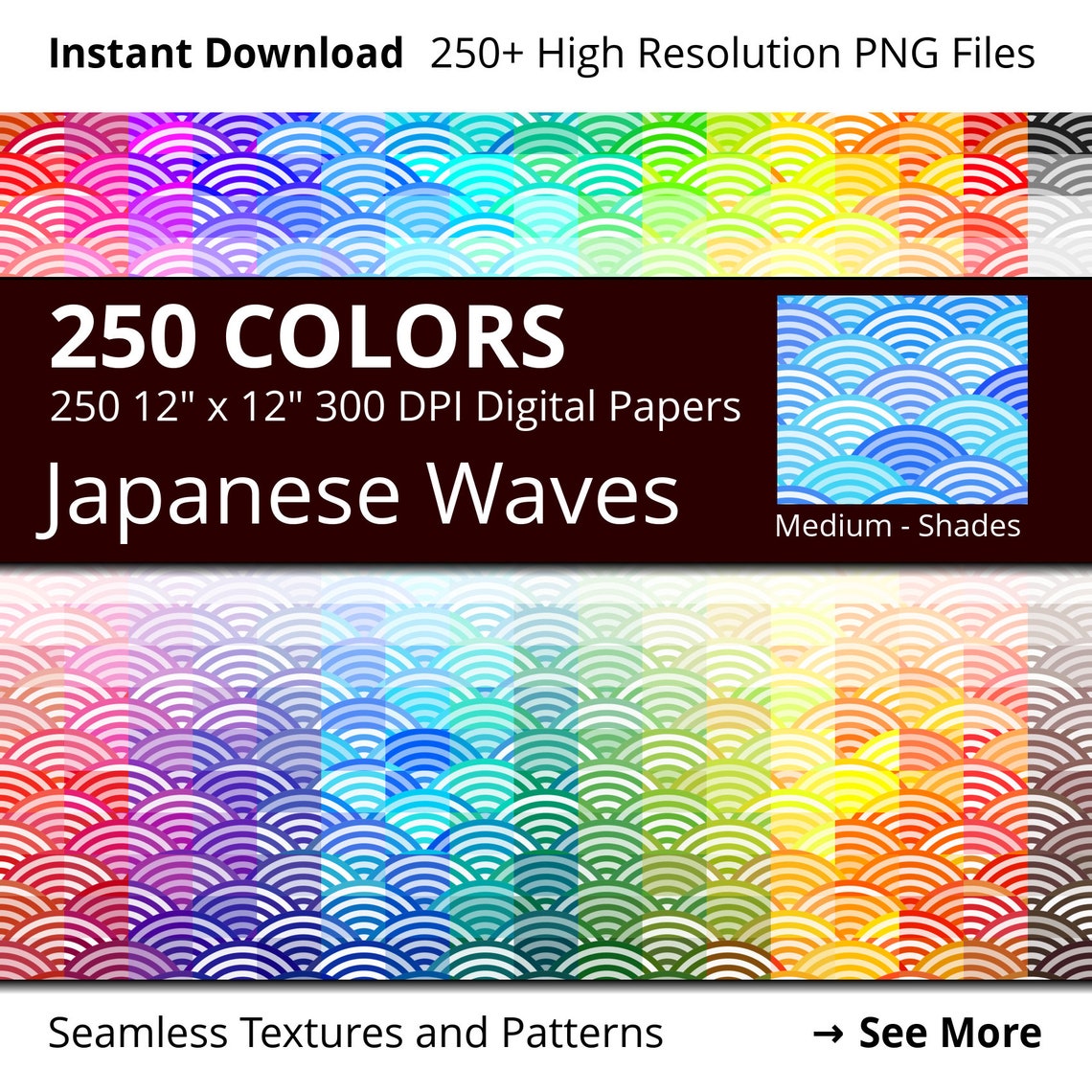 Japanese Sea Waves Digital Paper Pack, Traditional Japanese Digital ...