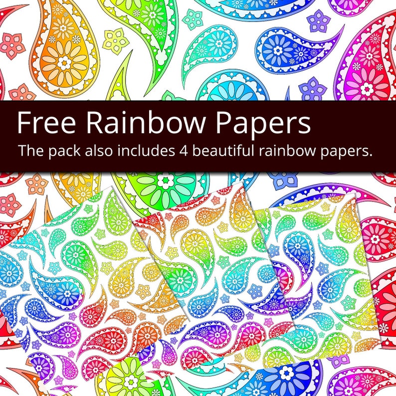 Floral Paisley Digital Paper Pack, 250 Colors Flower Digital Paper ...