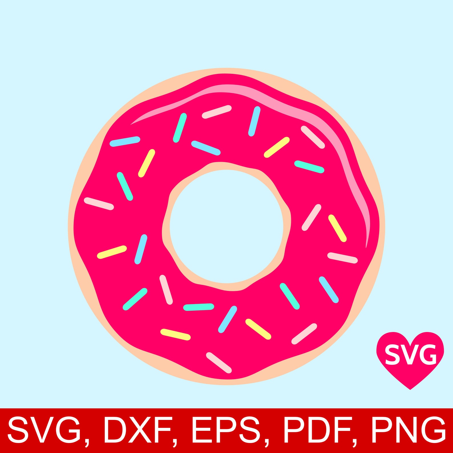 Sprinkle Donut SVG File, Sprinkle Donut Clipart, Strawberry Donut DXF ...