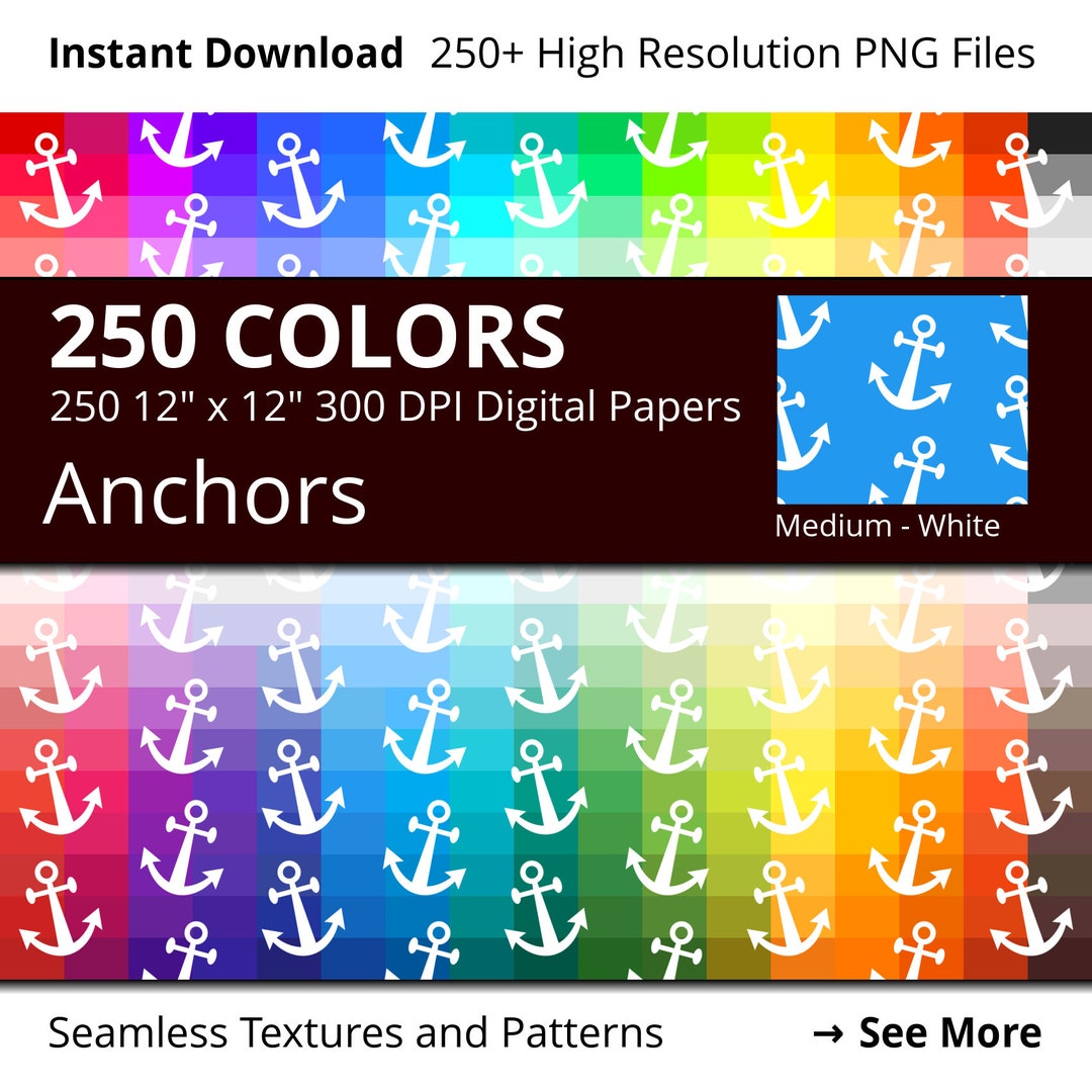 Anchors Digital Paper Pack, 250 Colors Nautical Digital Paper Anchor ...