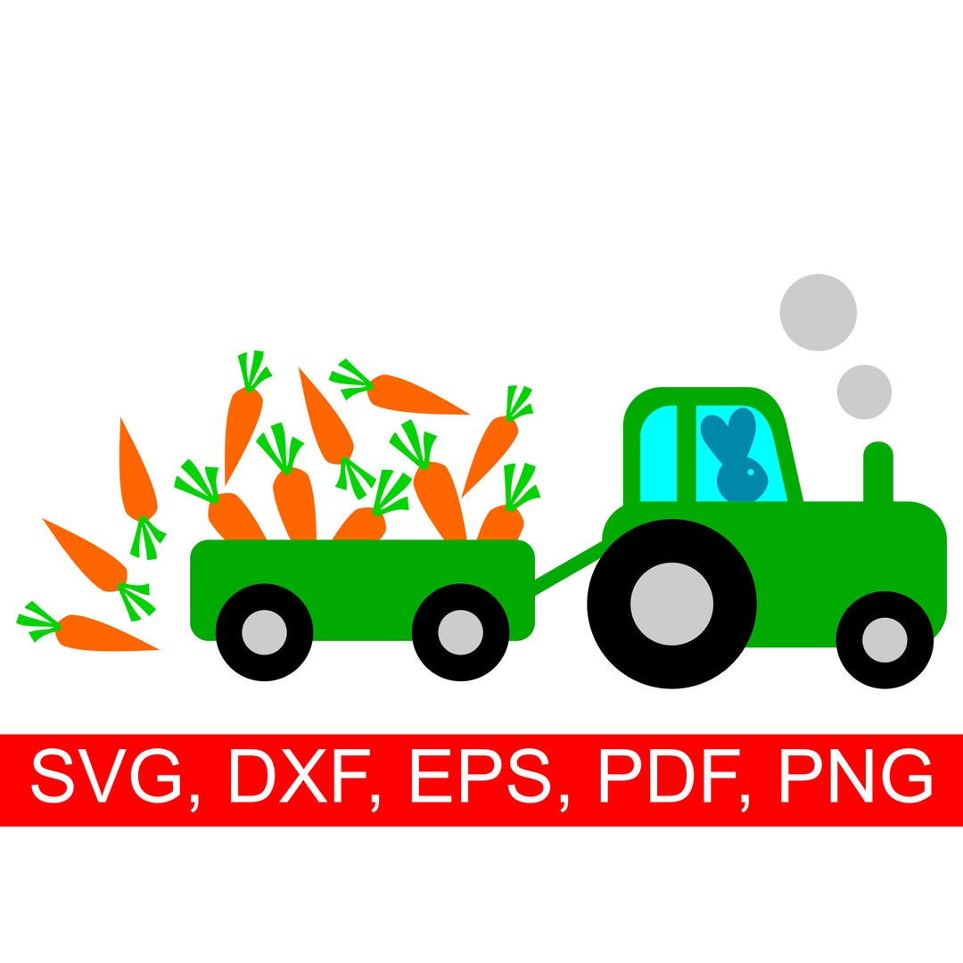 Easter Tractor With Carrots SVG File, Easter Bunny Driving a Tractor ...