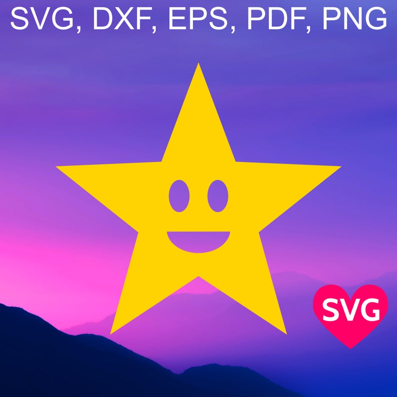 Smìling Star SVG File Happy Star Clipart PDF Printable Cute | Etsy