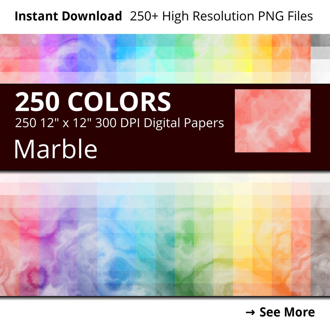 Marble Paper Digital Paper Pack, 250 Colors Marble Texture Scrapbooking ...