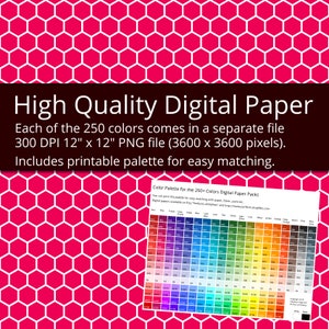 White Honeycomb Hexagons Digital Paper Pack, 250 Colors Digital Paper ...