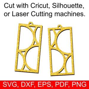 10 Rectangle Earrings SVG Files, Rectangle Earring Templates, Chevron ...