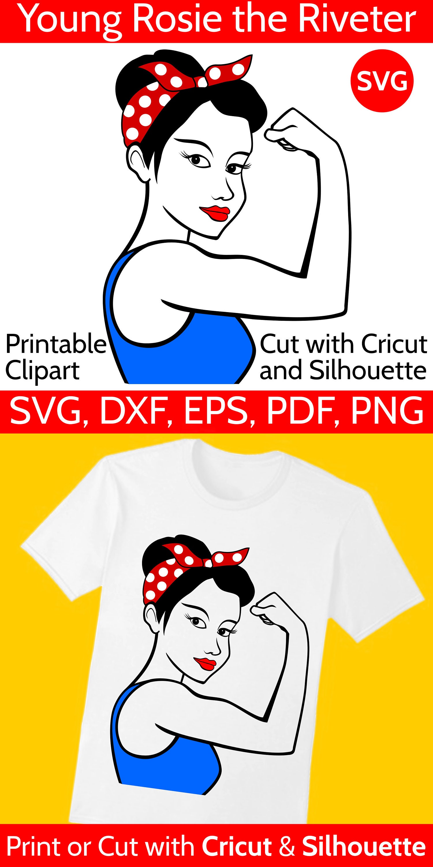 Young Rosie the Riveter SVG File for Cricut and Silhouette - Etsy France