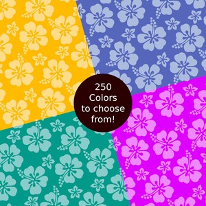 Tropical Hibiscus Flowers Digital Paper Pack, 250 Colors Medium Light ...