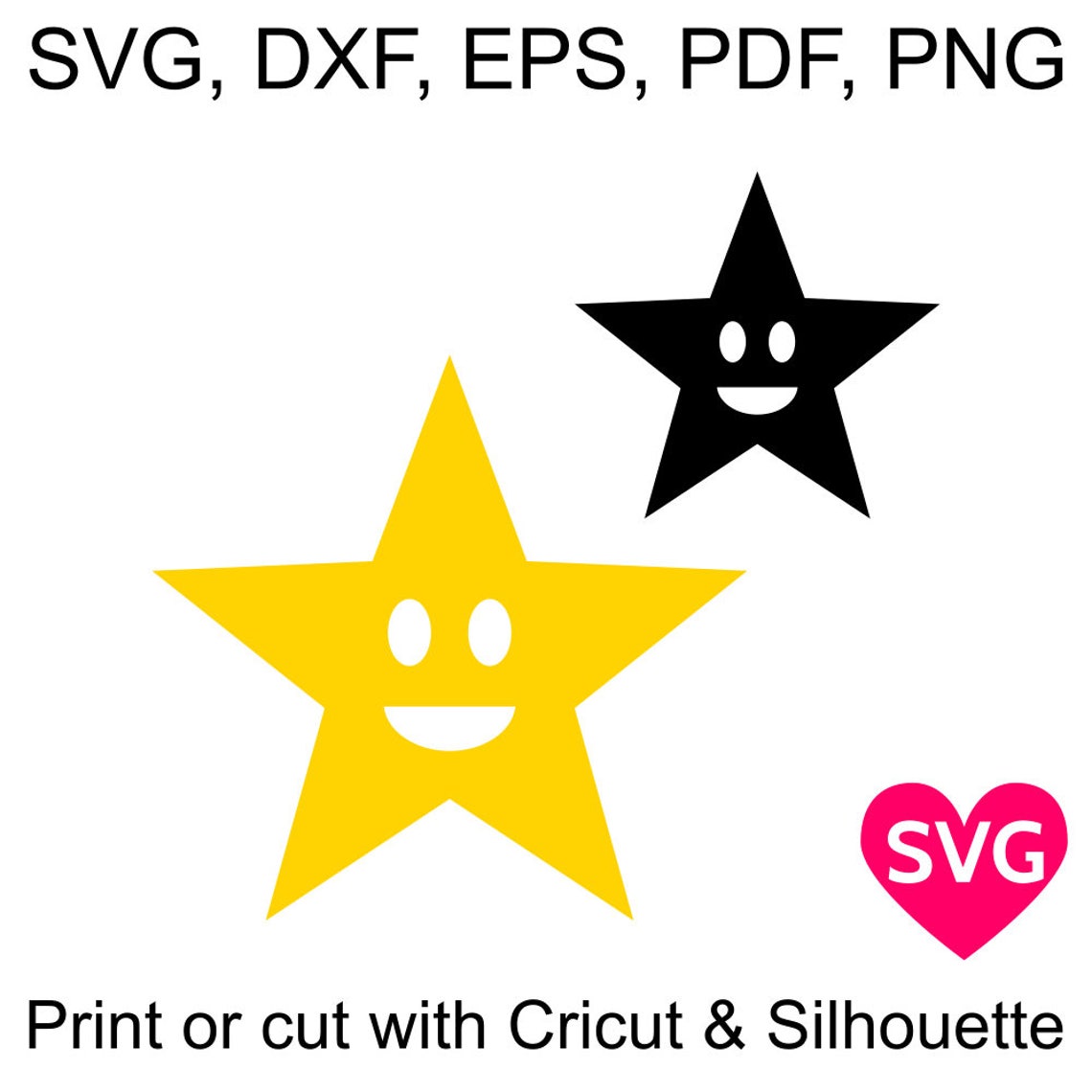 Smìling Star SVG File Happy Star Clipart PDF Printable Cute | Etsy