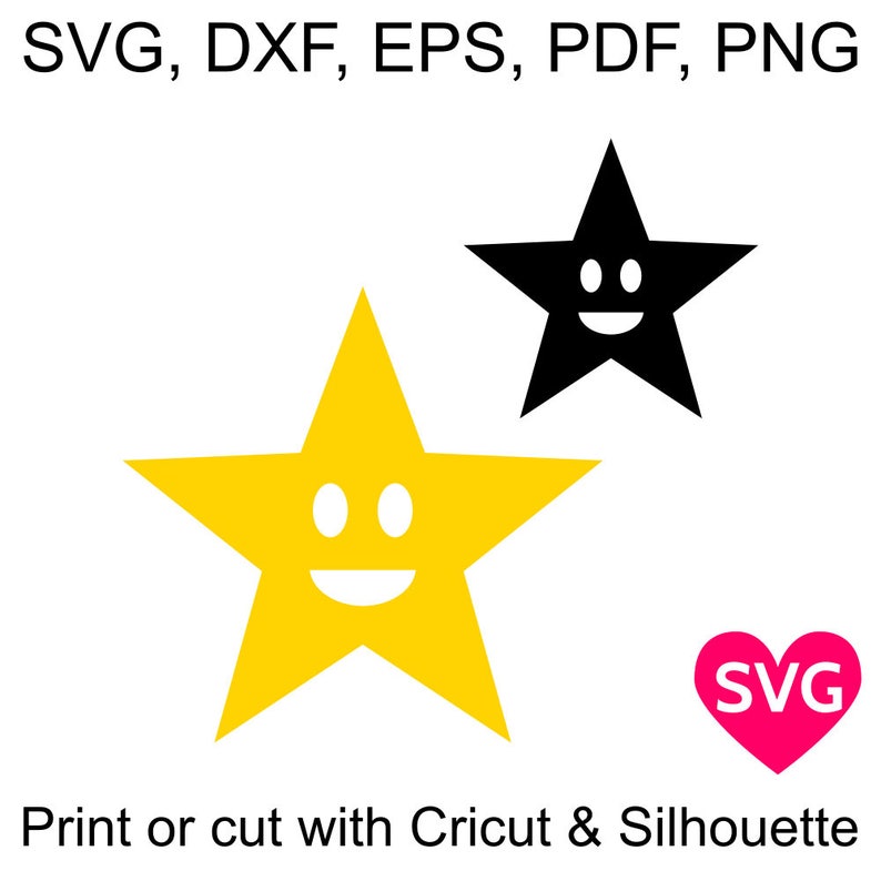 Smìling Star SVG File Happy Star Clipart PDF Printable Cute | Etsy