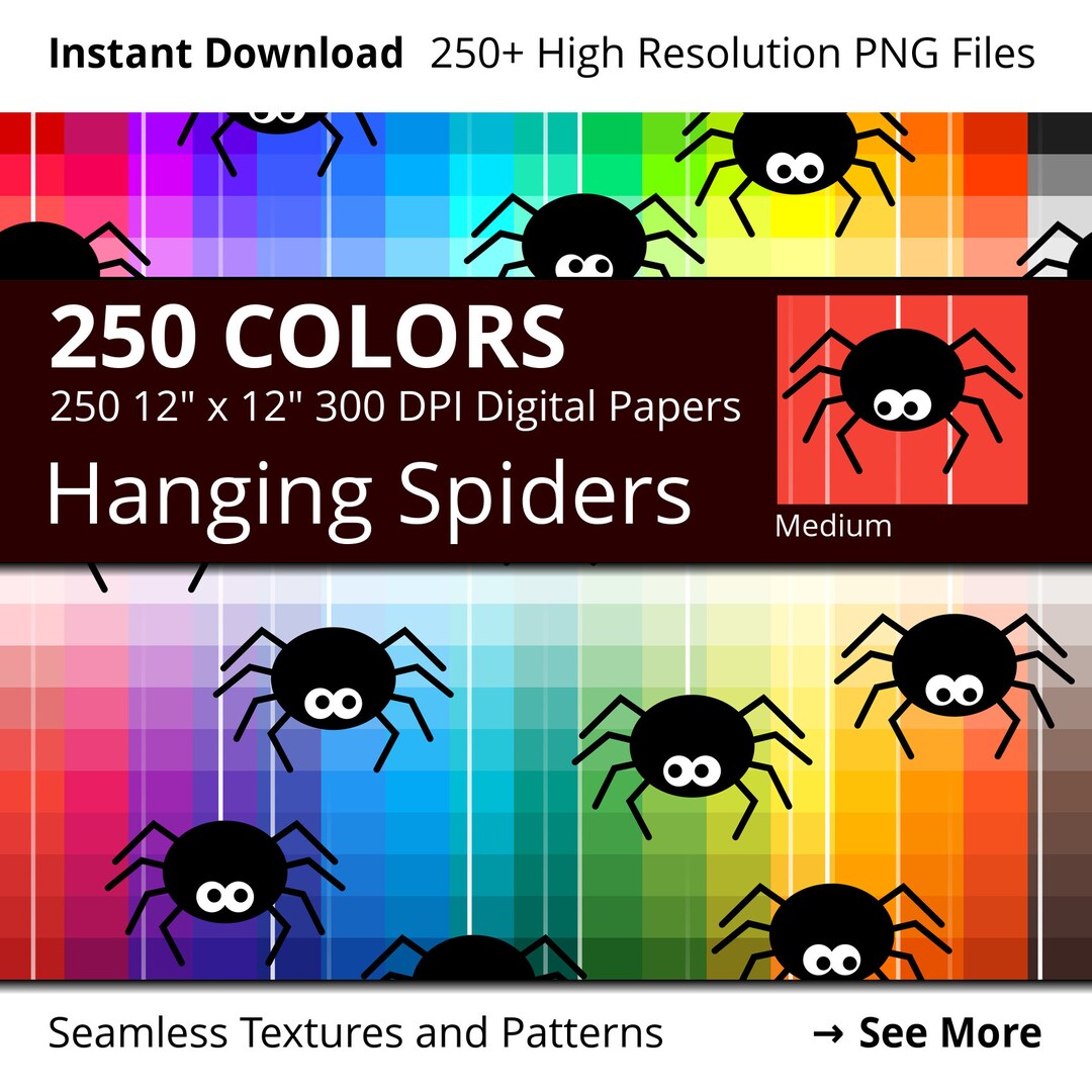 Halloween Hanging Spiders Digital Paper Pack, 250 Colors Halloween ...