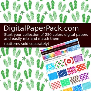 Flip Flops Digital Paper Pack, 250 Colors Beach Digital Paper Flip Flop ...