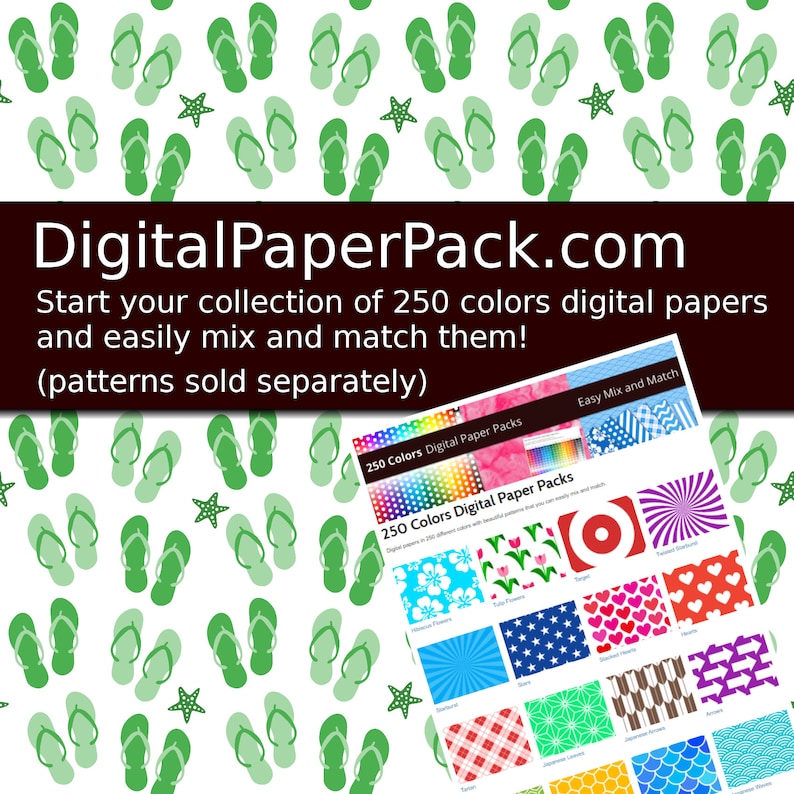 Flip Flops Digital Paper Pack 250 Colors Beach Digital Paper - Etsy