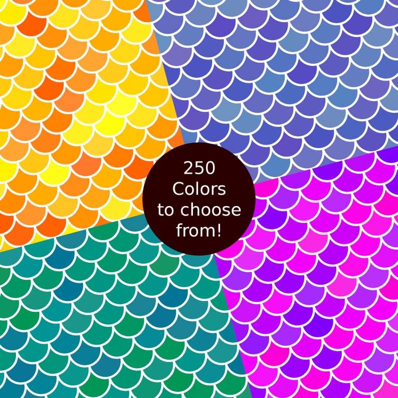 Mermaid Scales Digital Paper Pack, 250 Colors Mixed Shades Mermaid ...