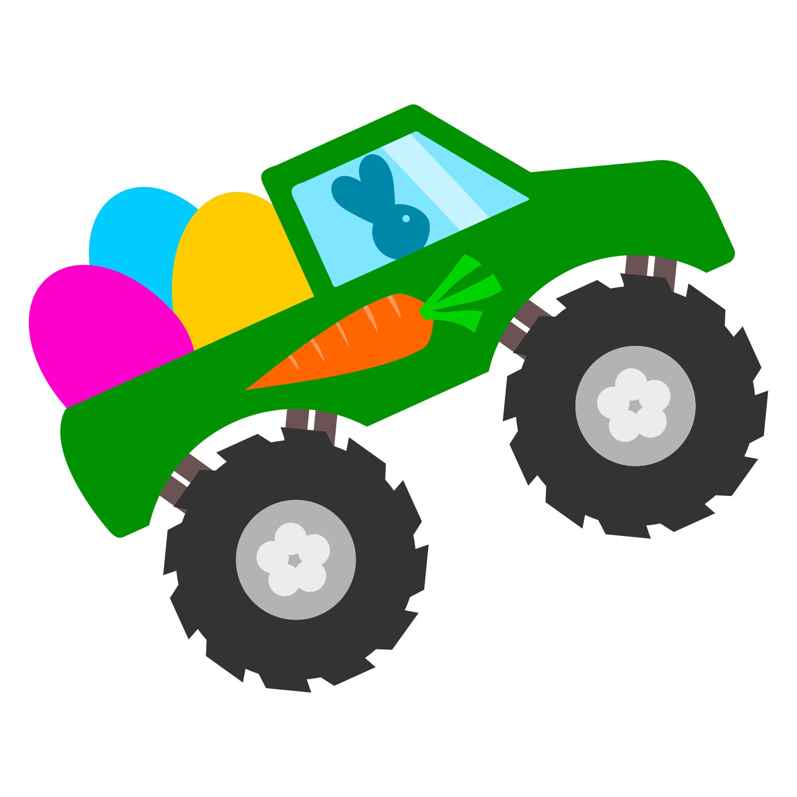 Easter Monster Truck SVG File With Easter Bunny and Easter Eggs Clipart ...