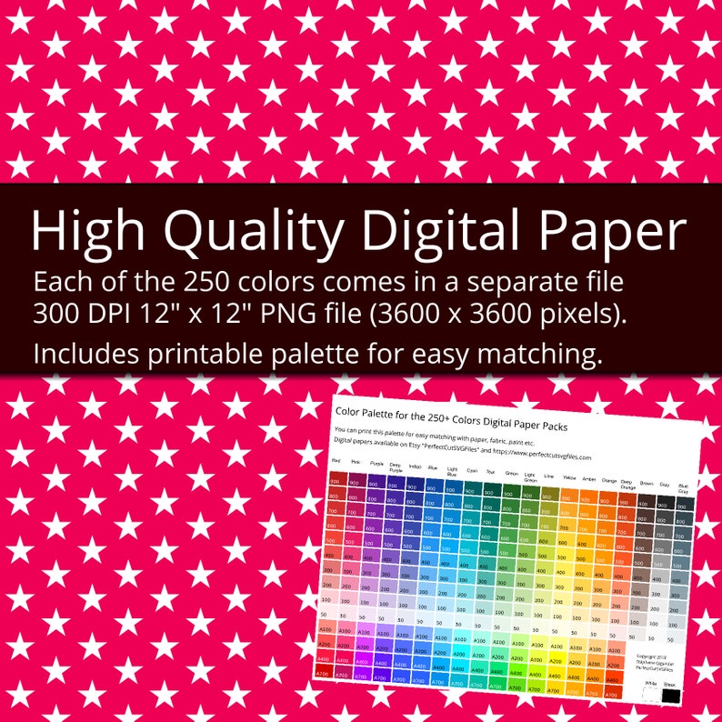 White Stars Digital Paper Pack 250 Colors Digital Paper Star | Etsy