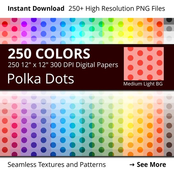 Polka Dots Digital Paper Pack 250 Colors Polka Dots - Etsy
