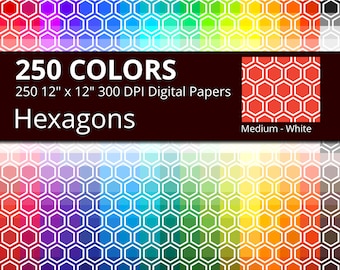 White Honeycomb Hexagons Digital Paper Pack 250 Colors | Etsy
