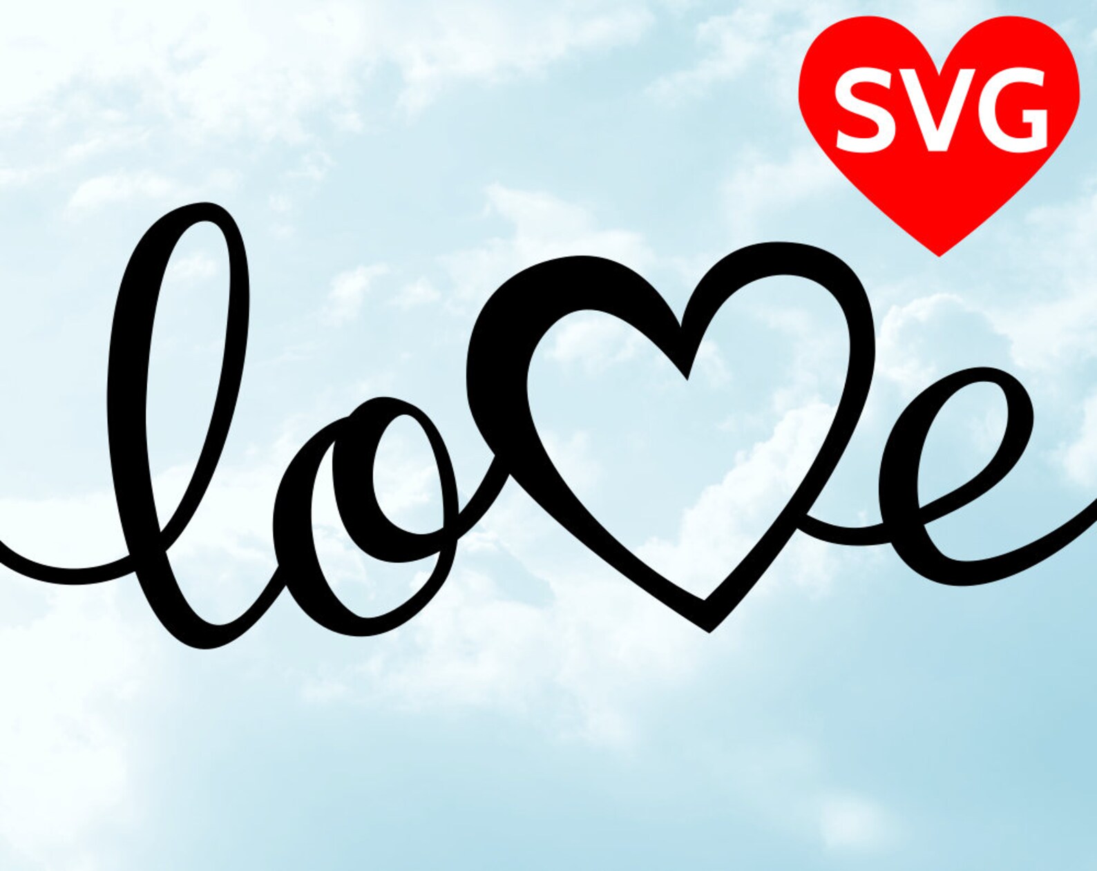 Love SVG Valentine's Day SVG Handwritten Love With Heart | Etsy