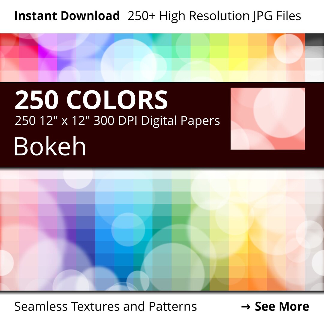 Bokeh Digital Paper Pack, 250 Colors Shiny Digital Paper Bokeh ...