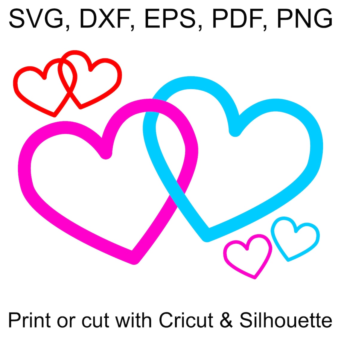 Interlocking Hearts SVG File Joined Hearts SVG Linked Hearts - Etsy