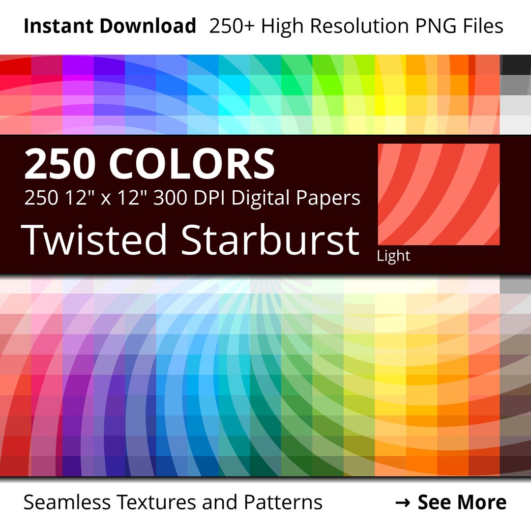 Tinted Twisted Starburst Digital Paper Pack, 250 Colors Digital Paper ...
