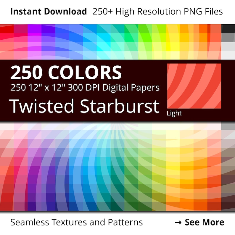 Tinted Twisted Starburst Digital Paper Pack, 250 Colors Digital Paper ...