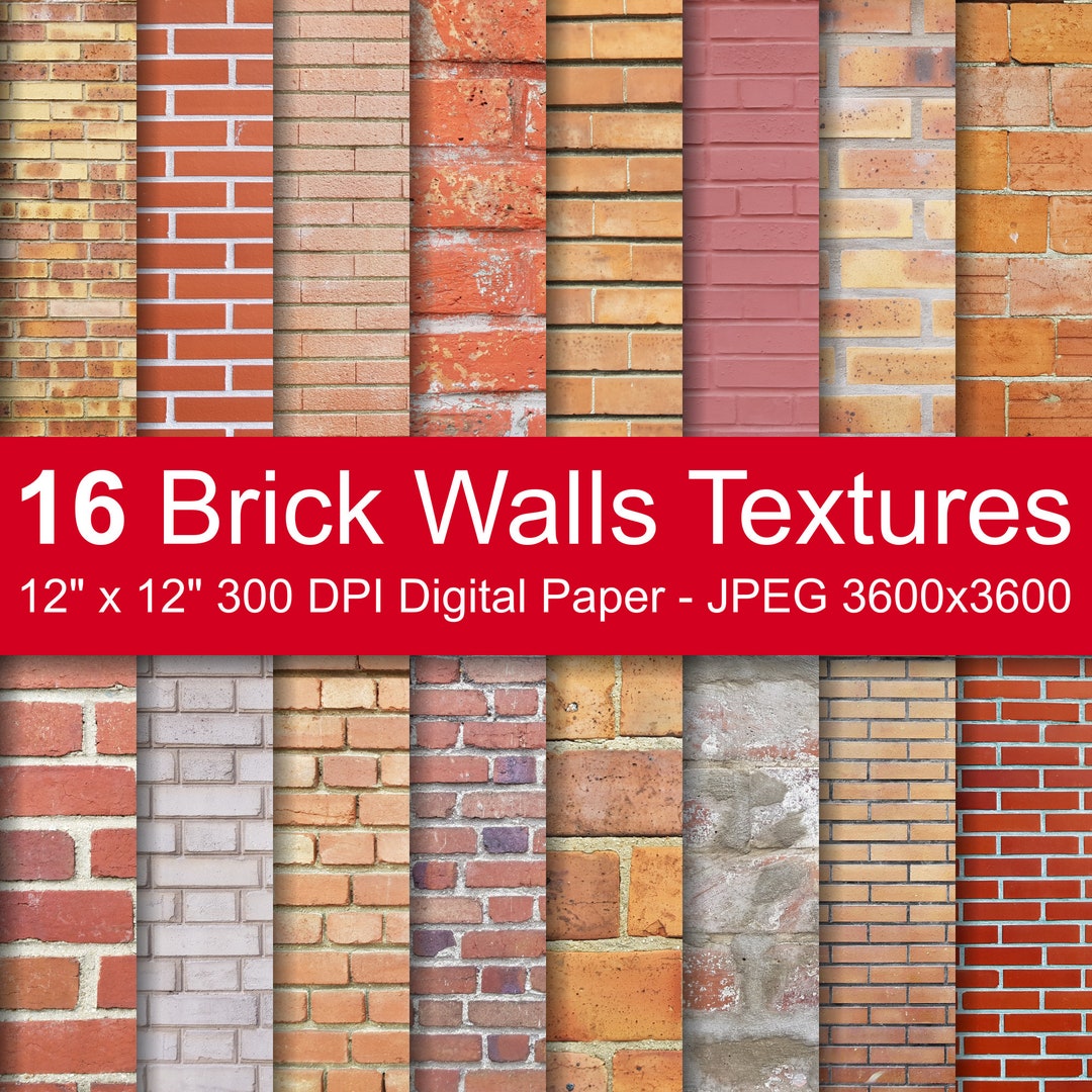 16 Brick Walls Textures, Brick Digital Paper Pack, Brick Wall Download ...