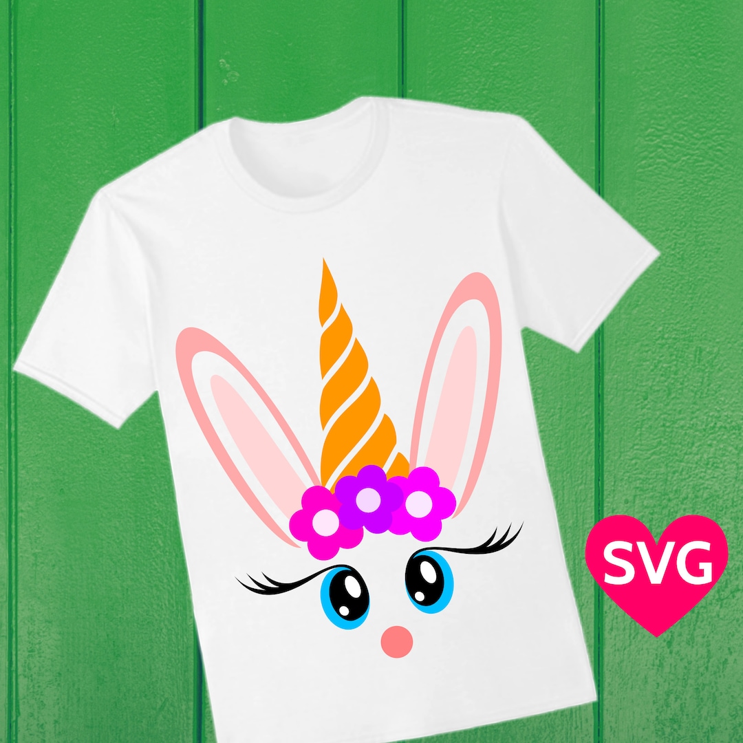 Easter Unicorn Face SVG Easter Rabbit SVG, Unicorn Easter Bunny SVG ...