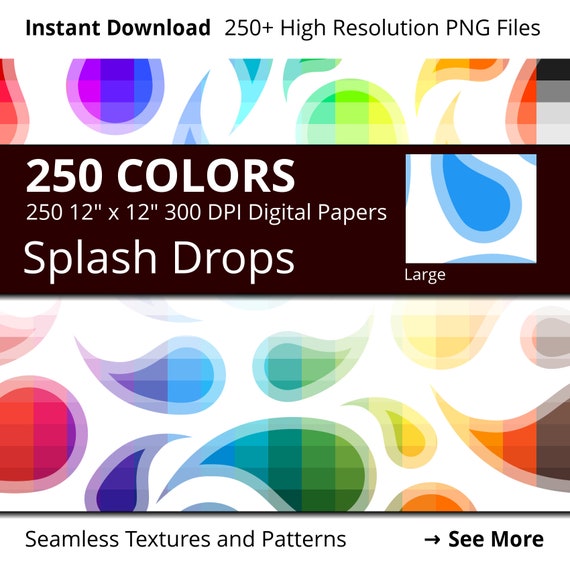 Splash Drops Digital Paper Pack 250 Colors Splash Digital | Etsy