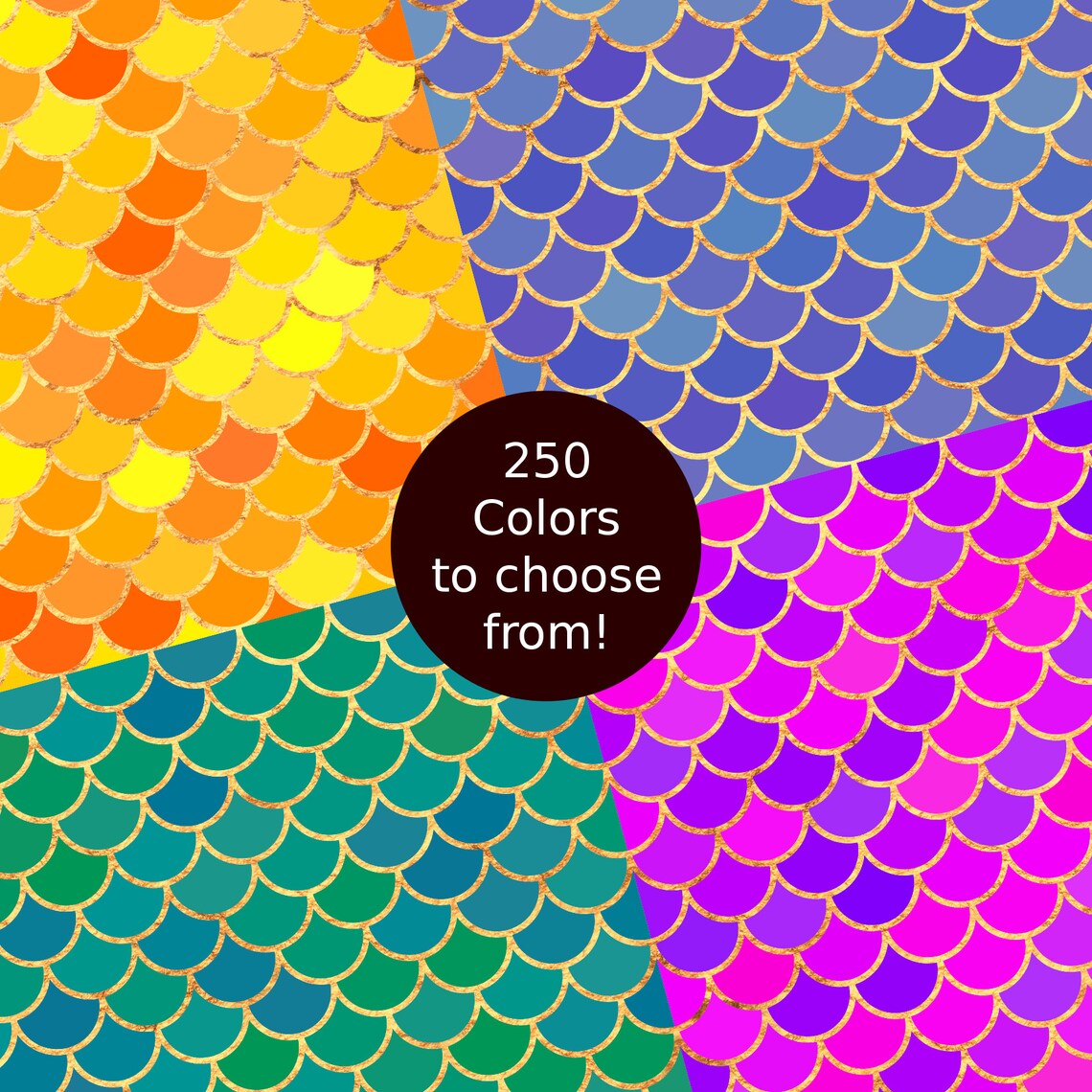 Gold Mermaid Scales Digital Paper Pack 250 Colors Mixed - Etsy