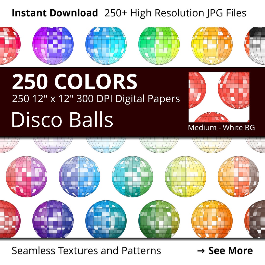 Disco Balls Digital Paper Pack, 250 Colors Polka Dots Digital Paper ...