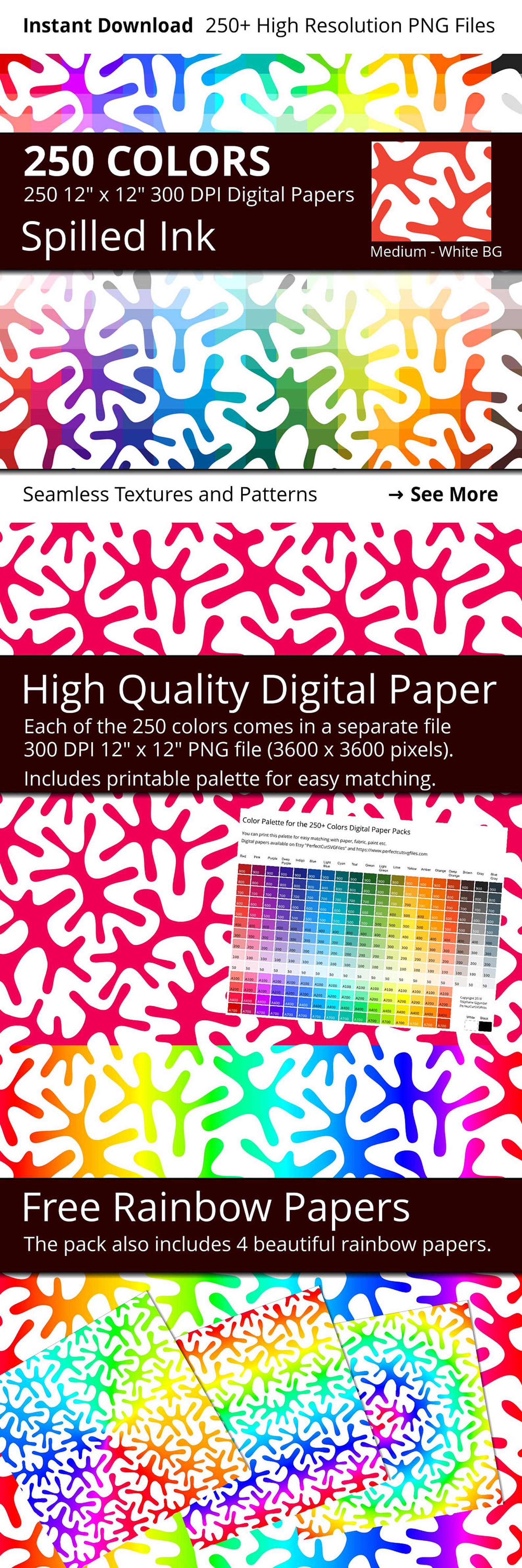 Paint Splatter Digital Paper Pack 250 Colors Organic Algae | Etsy