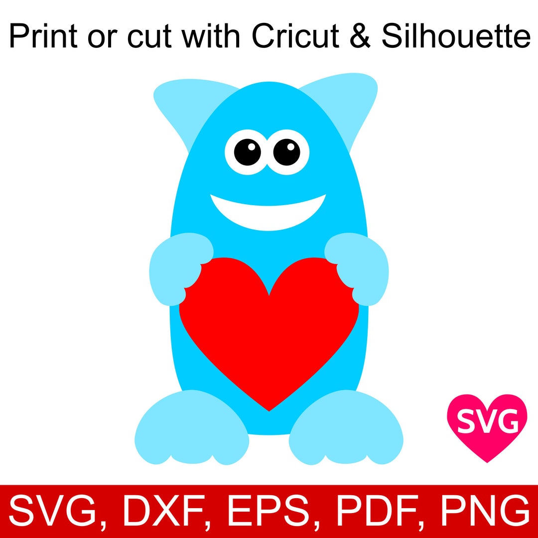 Valentine's Day Love Monster SVG File, Cute Monster Clipart, Cute ...
