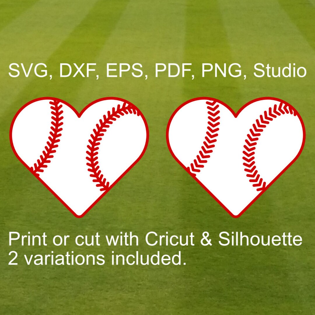 Baseball Heart SVG File for Cricut & Silhouette, Heart Baseball SVG Cut ...