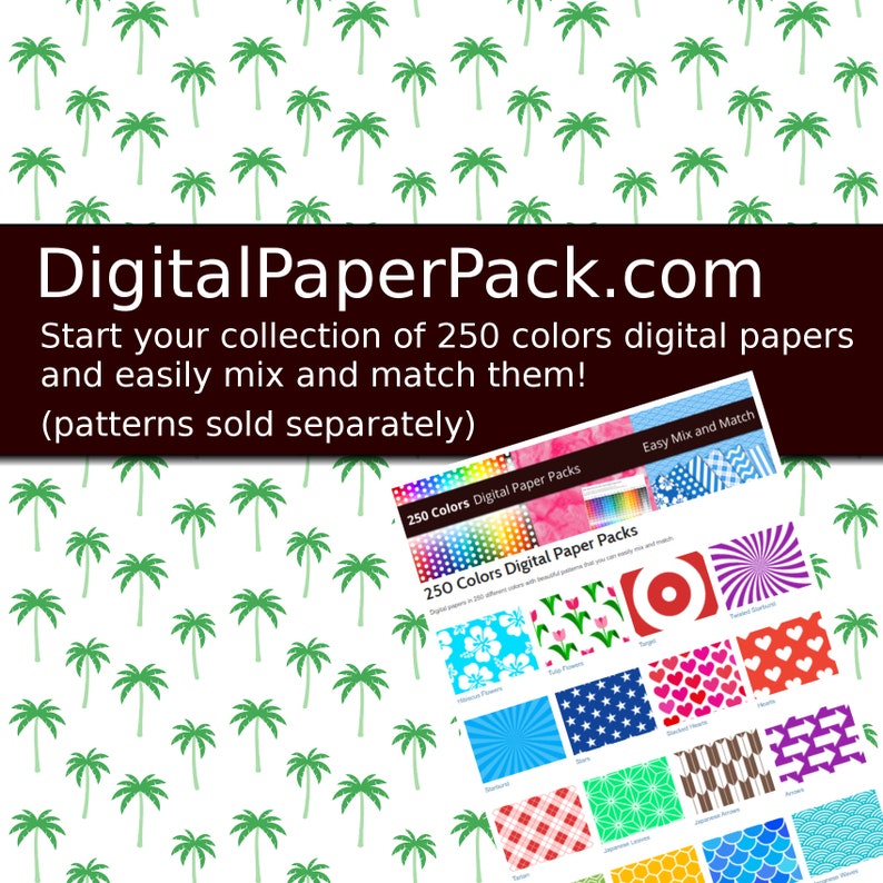 Palm Trees Digital Paper Pack 250 Colors Palm Tropical - Etsy