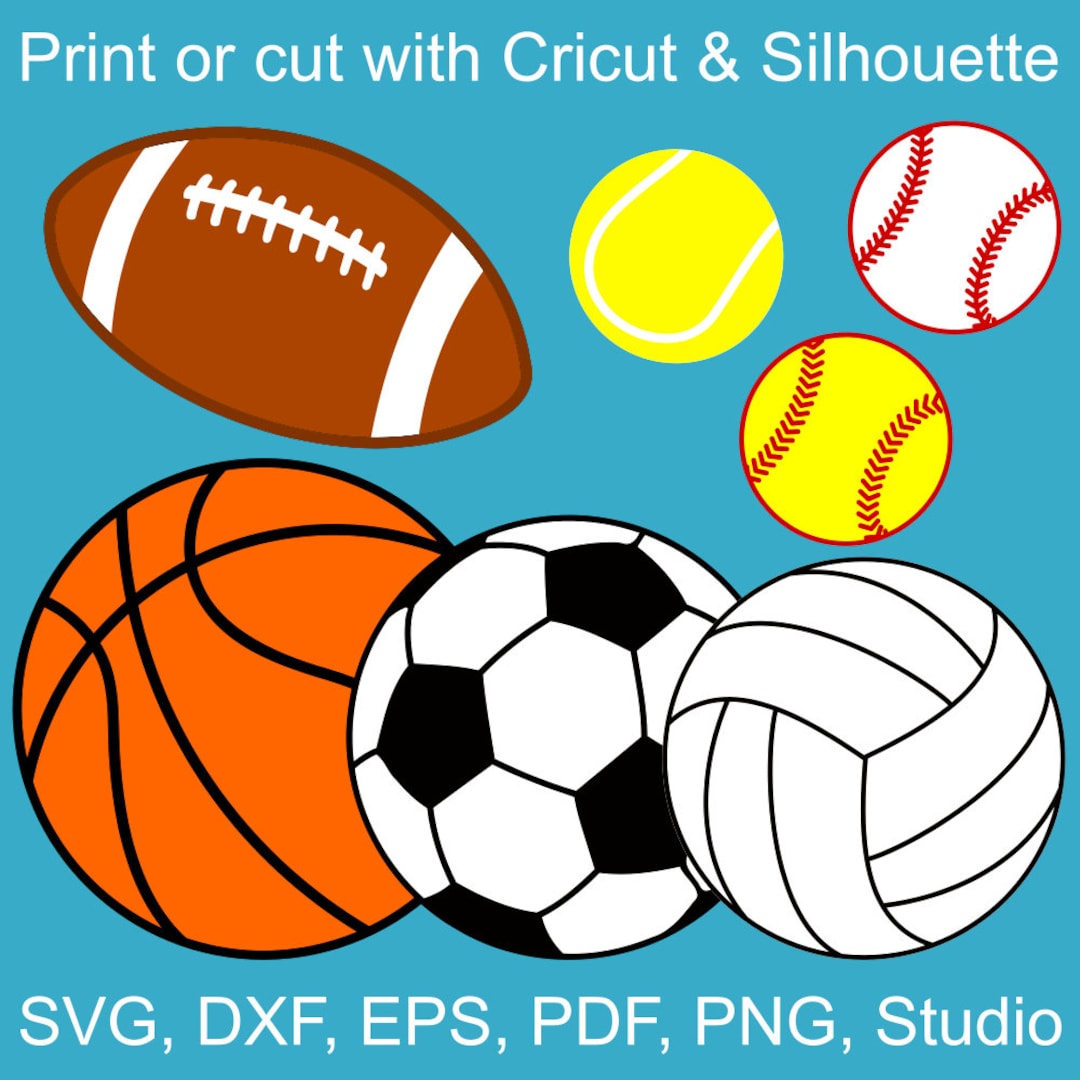 7 Sports Ball SVG Files for Cricut & Silhouette, Football, Soccer ...