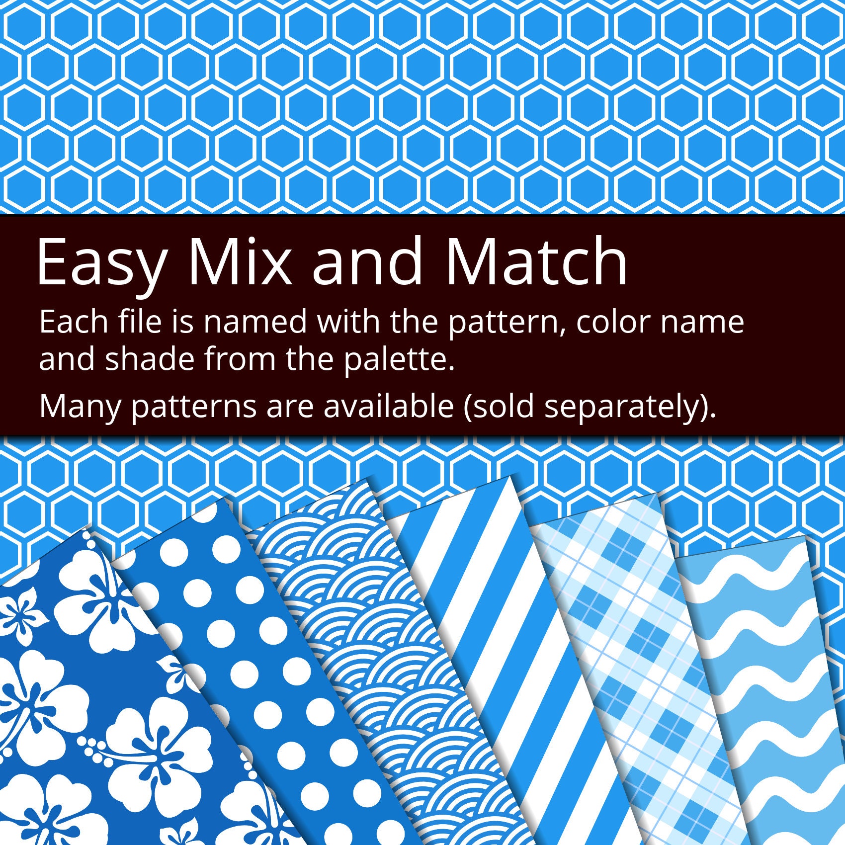 250 Hexagons Digital Paper Pack with 250 Colors, Rainbow Colors White ...