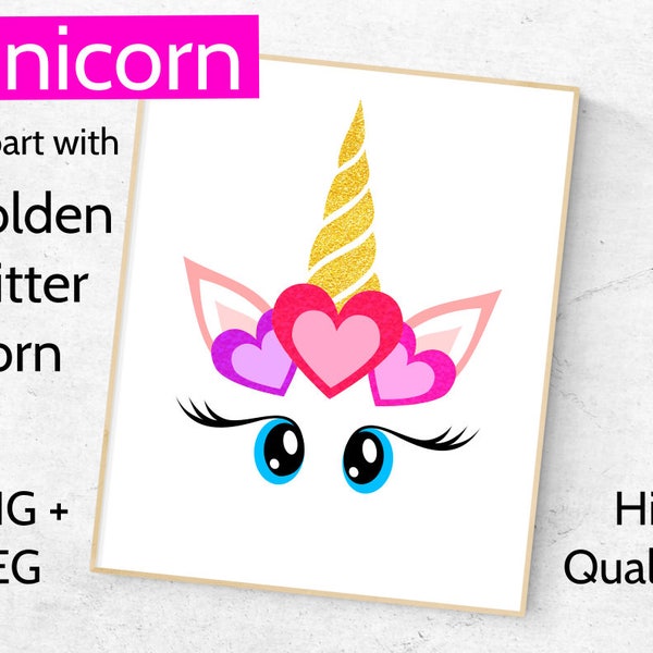 Unicorn With Gold Horn Clipart - Etsy