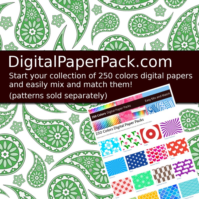 Floral Paisley Digital Paper Pack, 250 Colors Flower Digital Paper ...