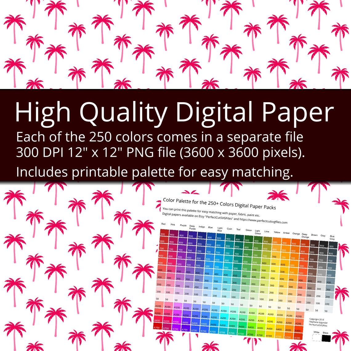 Palm Trees Digital Paper Pack 250 Colors Palm Tropical - Etsy