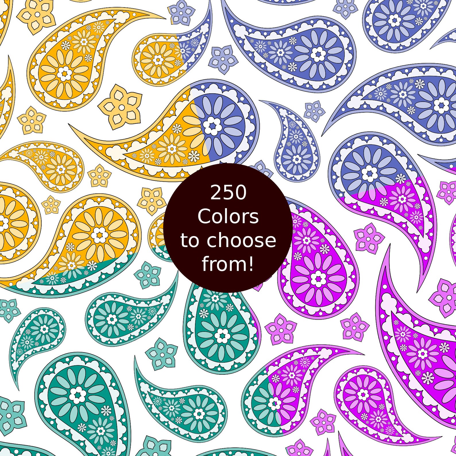 Floral Paisley Digital Paper Pack 250 Colors Flower Digital | Etsy
