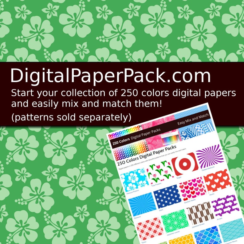 Tropical Hibiscus Flowers Digital Paper Pack 250 Colors | Etsy