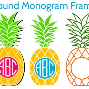 Pineapple SVG + Pineapple Monogram Frame (round, Heart and Split Frames) for Cricut & Silhouette ...