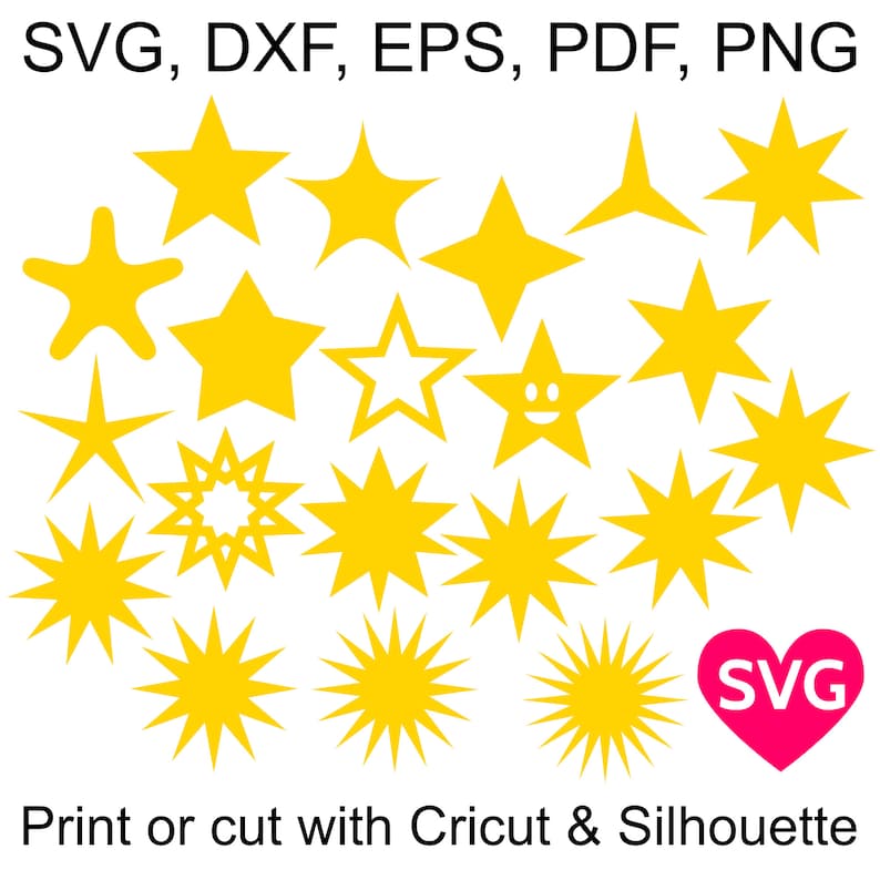 20 Sterne SVG Bundle Sterne SVG Dateien für Cricut & - Etsy Österreich
