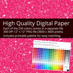Glitter Digital Paper Pack, 250 Colors Digital Glitter Texture Sparkle ...