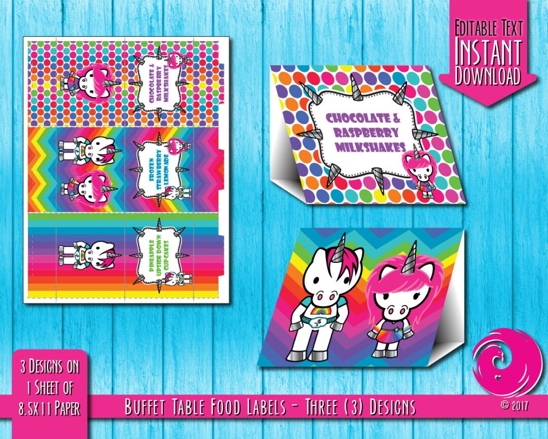 INSTANT DOWNLOAD - Editable: Magical Unicorn Rainbow Birthday Party ...