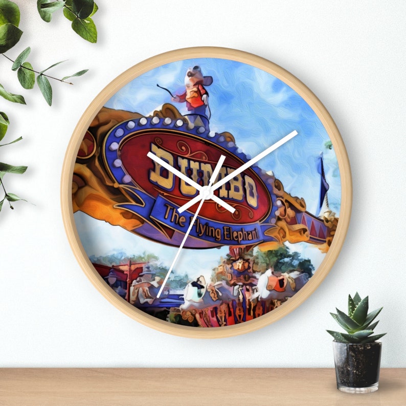 Wall Clock Painting of Disneyland Resort Dumbo the Flying Elephant Ride ...